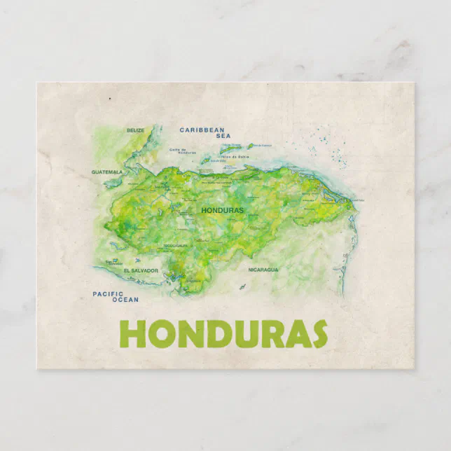 Honduras map postcard | Zazzle