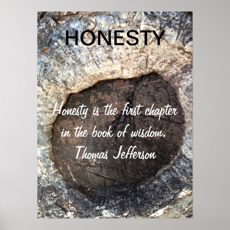 HONESTY Inspirational Quote Jefferson Poster | Zazzle