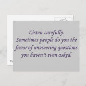 Honesty: when someone answers a question postcard | Zazzle