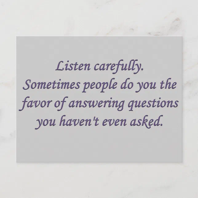 Honesty: when someone answers a question postcard | Zazzle