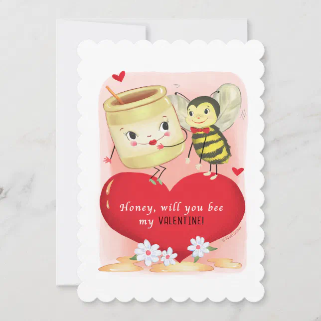 Honey And Bee Vintage Valentine Holiday Card | Zazzle
