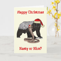 Honey Badger Snake Funny Festive Nasty Santa Quote Card | Zazzle