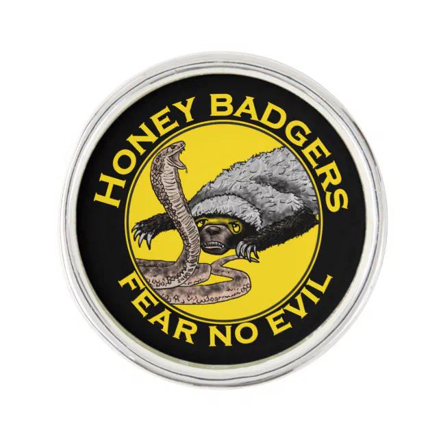 Honey Badgers Fear no Evil Yellow Scary Animal Art Pin | Zazzle