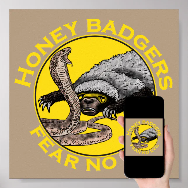 Honey Badgers Fear no Evil Yellow Scary Animal Art Poster | Zazzle