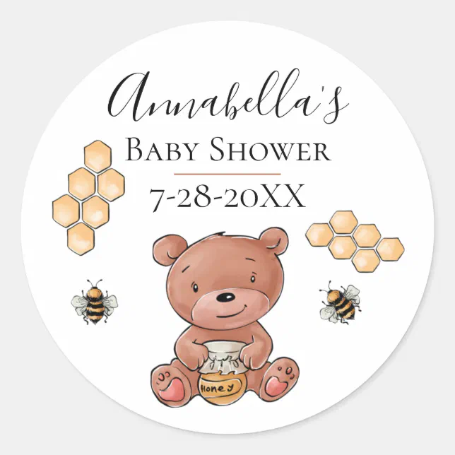 Honey Bear and Bees Classic Round Sticker | Zazzle