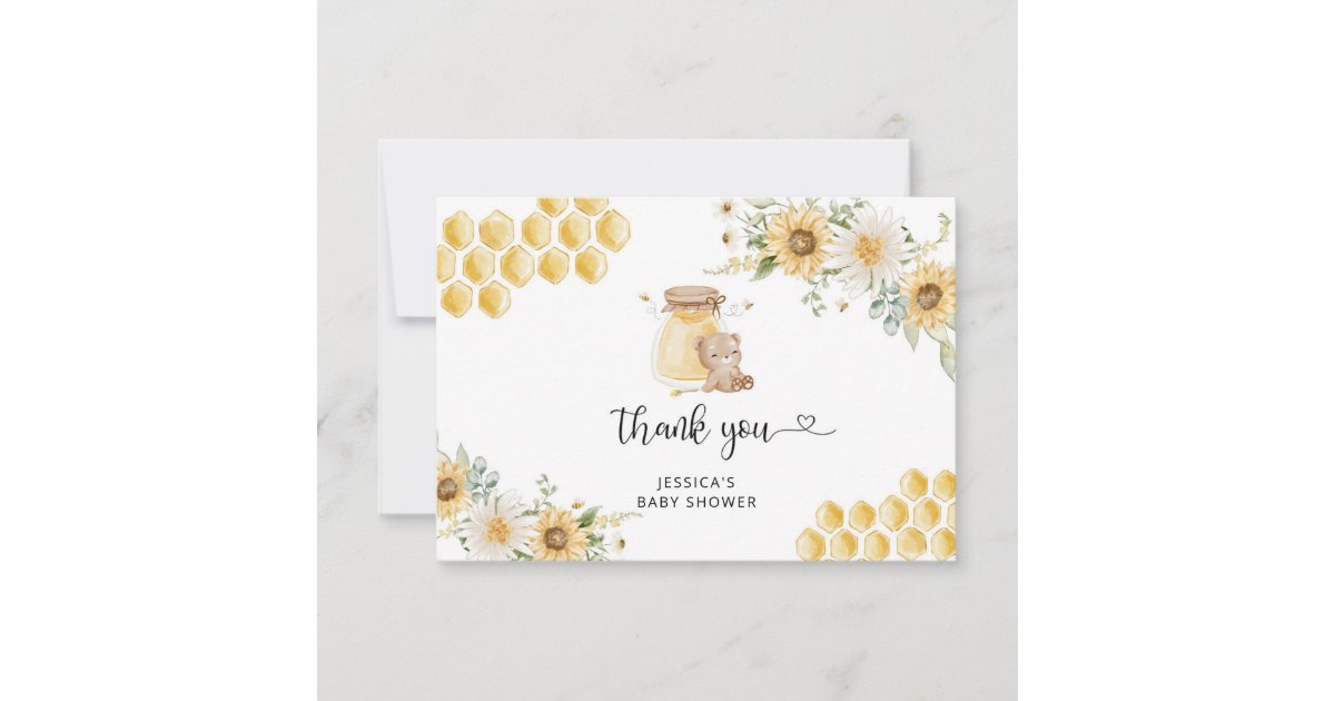 Honey bear baby shower thank you card | Zazzle