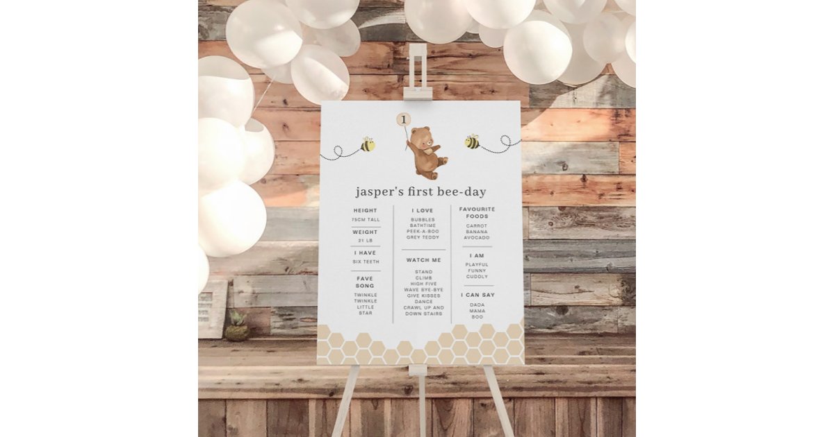 Honey Bear First Bee-day Milestone Poster | Zazzle