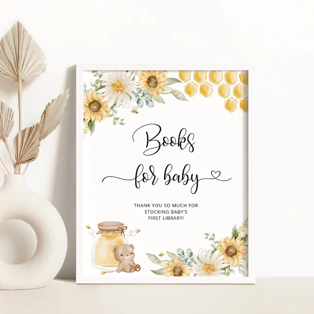 Honey bear sunflower books for baby Poster | Zazzle