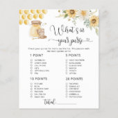 Honey bear whats in your purse baby shower game | Zazzle