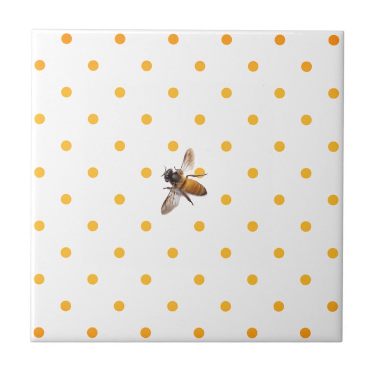 Honey Bee and polka-dots Tile | Zazzle