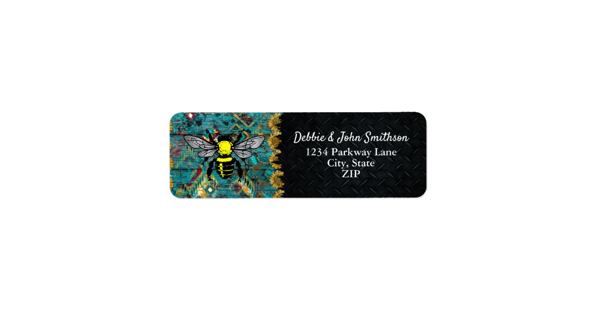 Honey Bee Apiary Sunflower Western Return Address Label | Zazzle