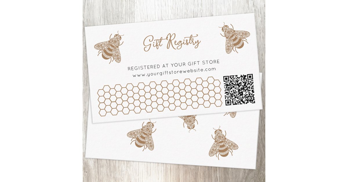 Honey Bee Baby Shower QR Code Gift Registry Enclosure Card | Zazzle