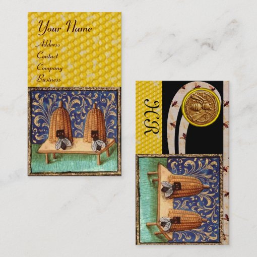 HONEY BEE ,BEEKEEPING, BEEKEEPER MONOGRAM BUSINESS CARD | Zazzle