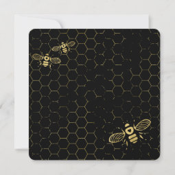 Honey Bee Black Gold Custom Wedding Invitation | Zazzle