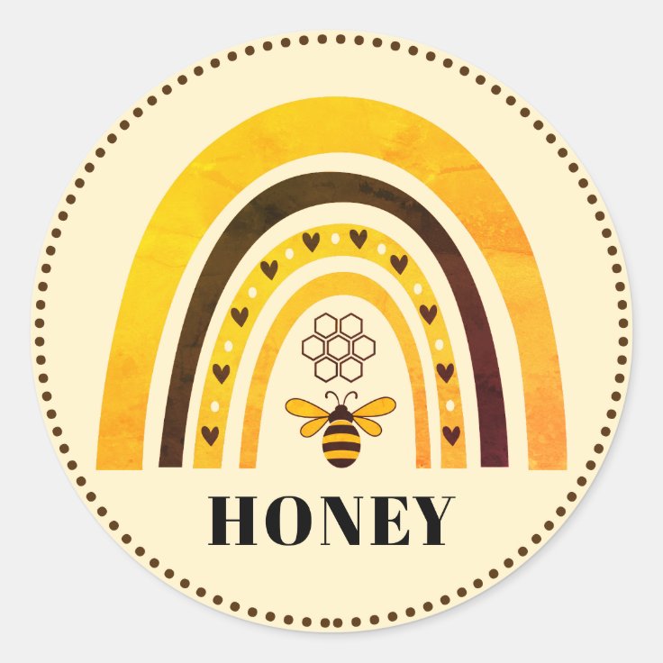 Honey Bee Boho Rainbow Honey Classic Round Sticker | Zazzle