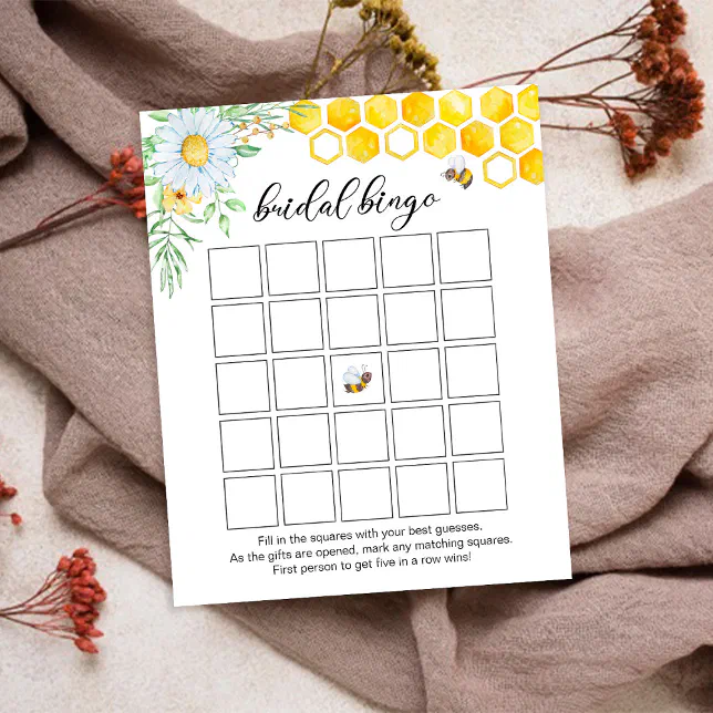 Honey bee bridal bingo game | Zazzle