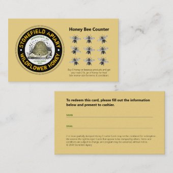Honey Bee Counter Golden Amber Loyalty Card | Zazzle
