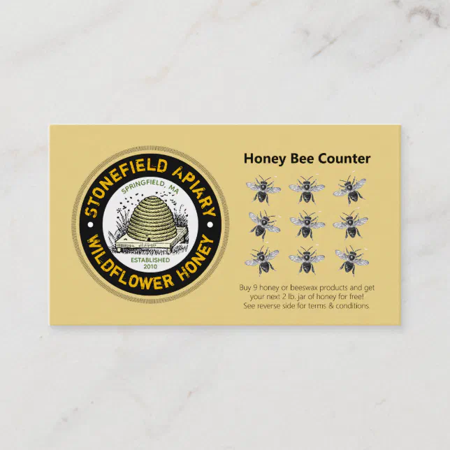 Honey Bee Counter Golden Amber Loyalty Card | Zazzle