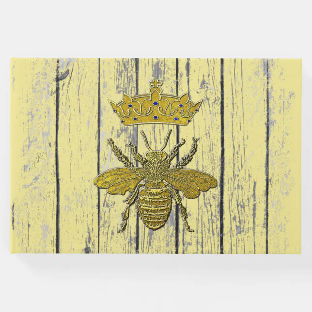 Honey Bee Crest & Your Color Guest Book | Zazzle