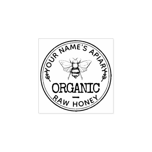 Honey Bee Custom Logo Rubber Stamp For Labels | Zazzle