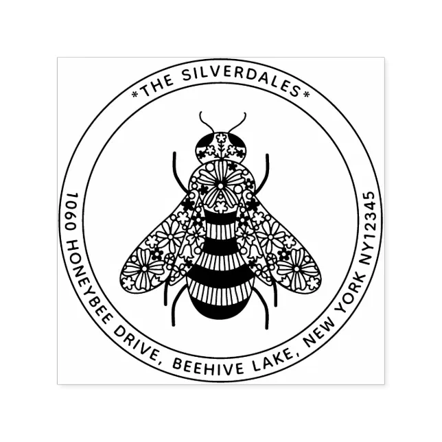 Honey Bee Custom Name & Address Self-inking Stamp | Zazzle