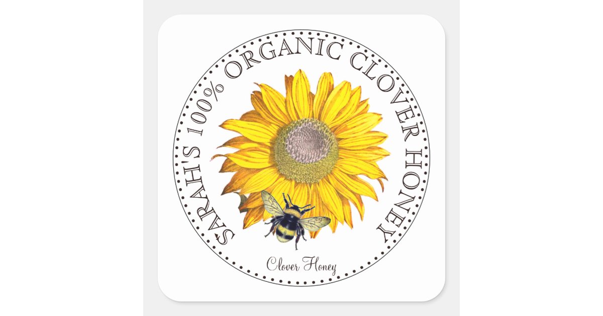 Honey Bee Daisy Honey Jar Label | Zazzle