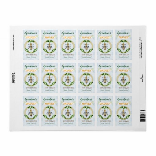 Honey Bee Floral Garden Honeycomb Pattern Label | Zazzle