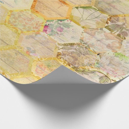 Honey Bee Floral Honeycomb Beehive Wrapping Paper | Zazzle