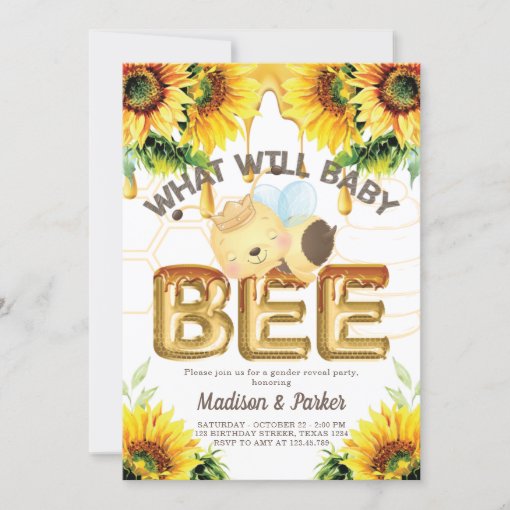 Honey Bee Gender Reveal What will baby bee Invitation | Zazzle