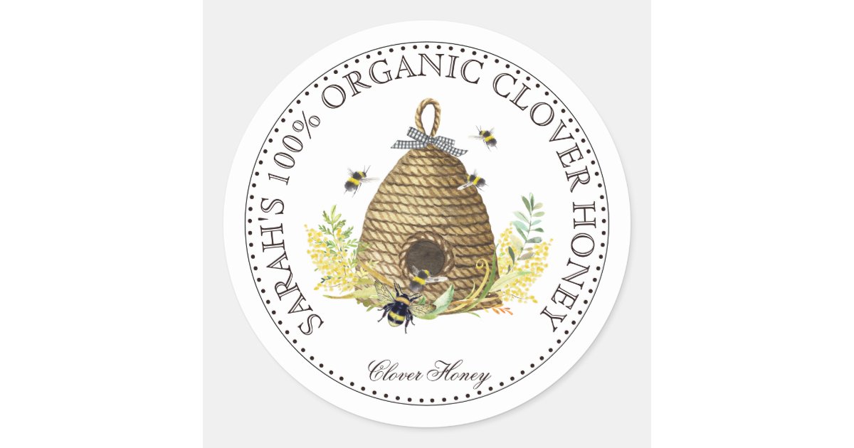 Honey Bee Hive Honey Jar Label | Zazzle