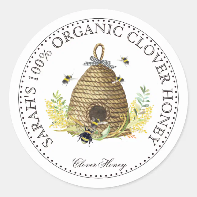 Honey Bee Hive Honey Jar Label | Zazzle
