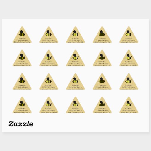 Honey Bee Infant Warning Gold Triangle Sticker | Zazzle