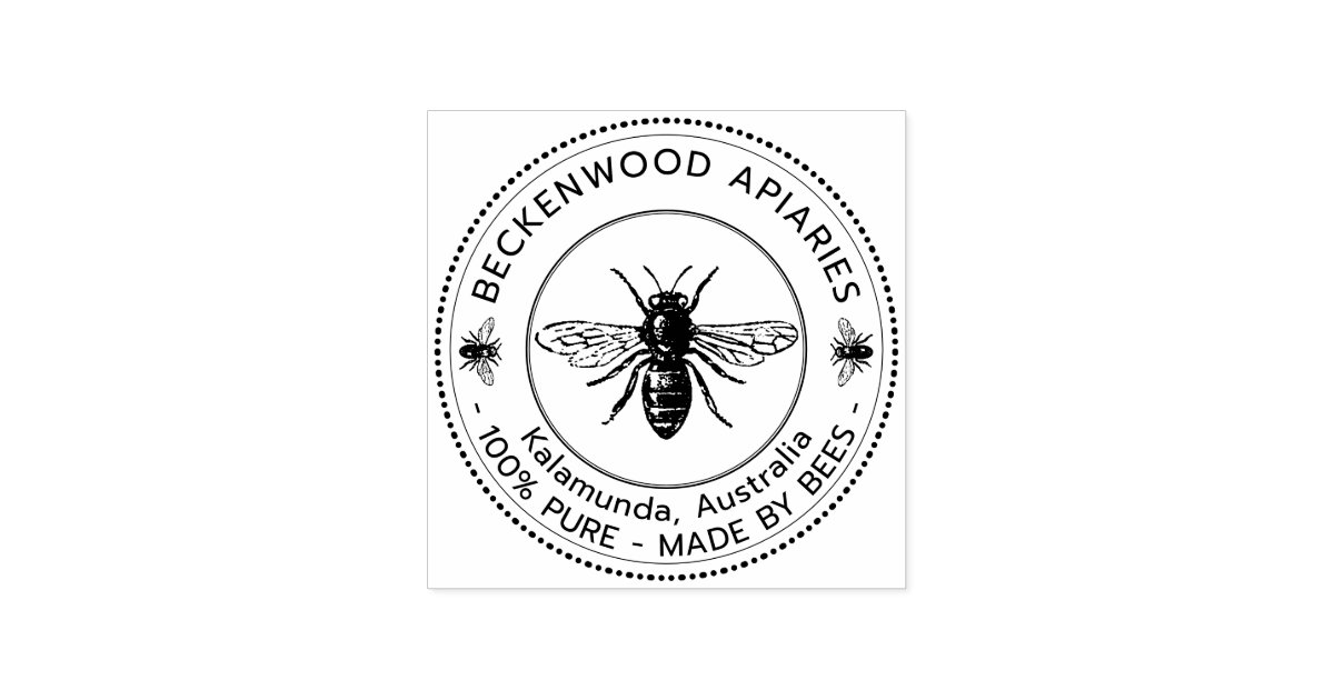 Honey Bee Label Beekeeper Wood Art Stamp | Zazzle