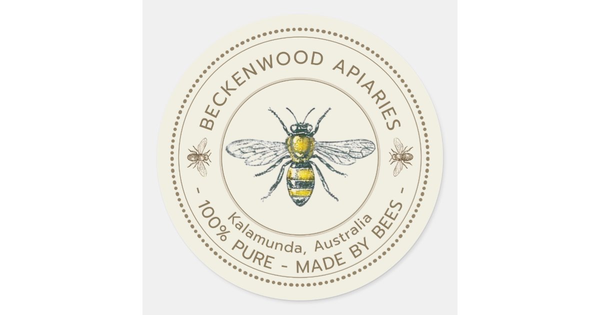 Honey Bee Label Yellow Beekeeper Apiary | Zazzle