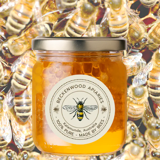 Honey Bee Label Yellow Beekeeper Apiary | Zazzle