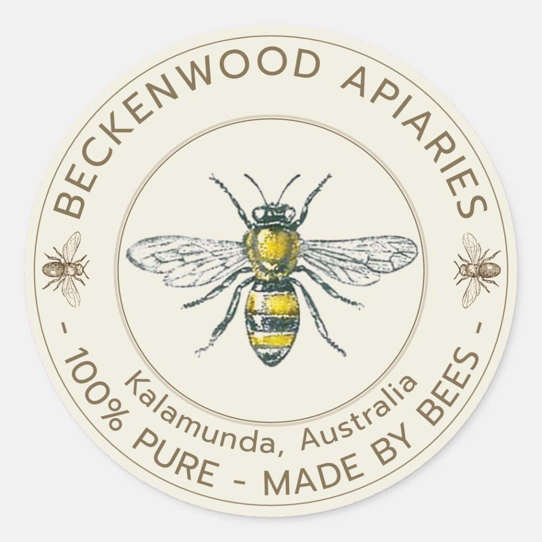 Honey Bee Label Yellow Beekeeper Apiary | Zazzle