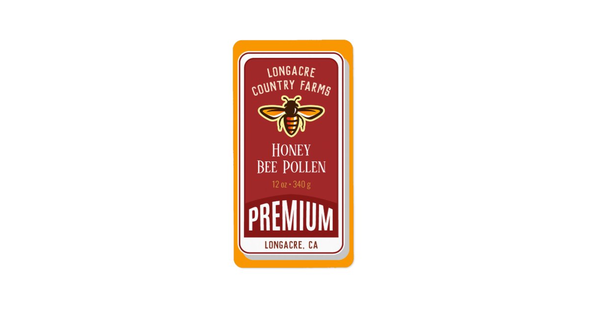 Honey Bee Pollen Premium Product Label | Zazzle