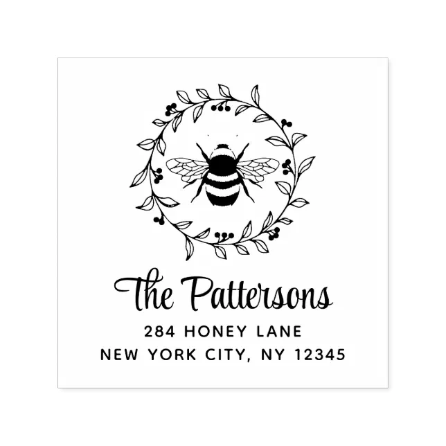 Honey Bee Professional Personal Return Address Self-inking Stamp | Zazzle