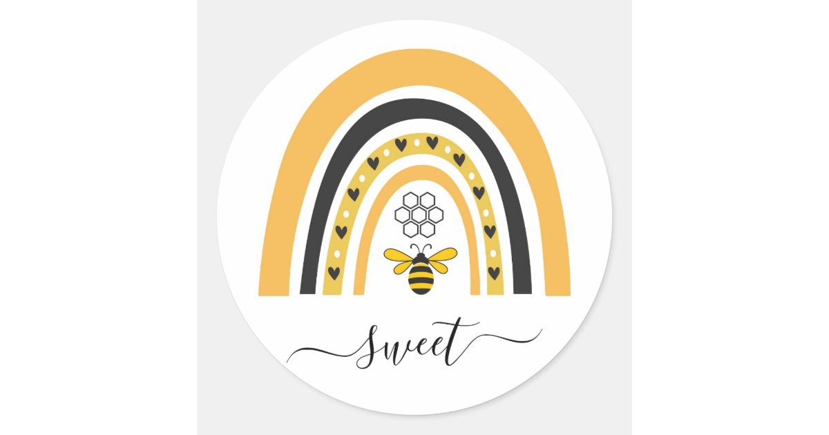 Honey Bee Rainbow Sweet Sticker | Zazzle