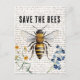 Honey Bee Save the Bees Script Flowers Postcard | Zazzle