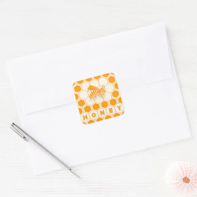 Honey Bee Square Sticker | Zazzle
