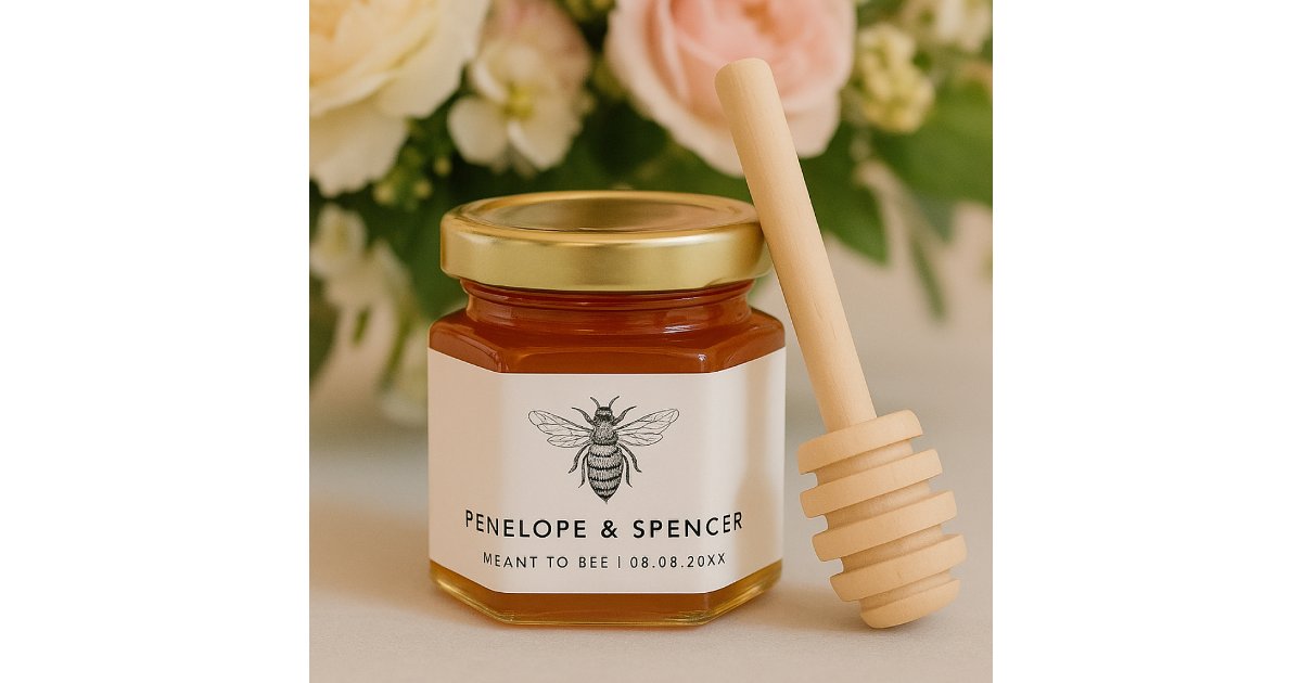 Honey Bee Wedding Favor Honey Jars | Zazzle