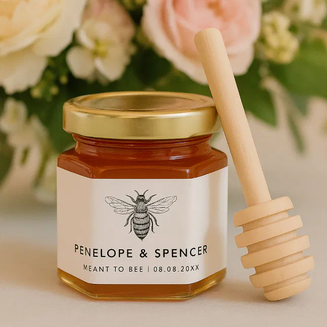 Honey Bee Wedding Favor Honey Jars | Zazzle