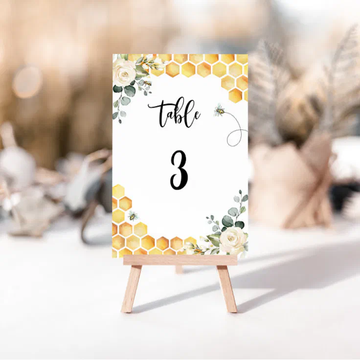 Honey bee wedding table number | Zazzle
