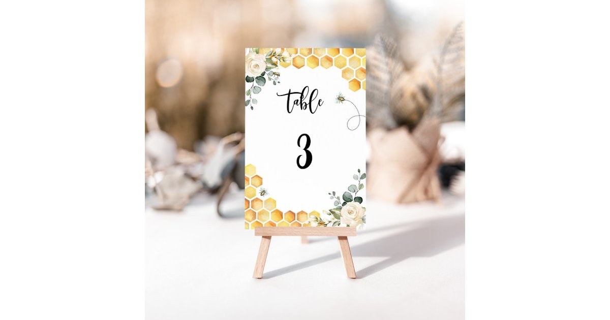 Honey bee wedding table number | Zazzle