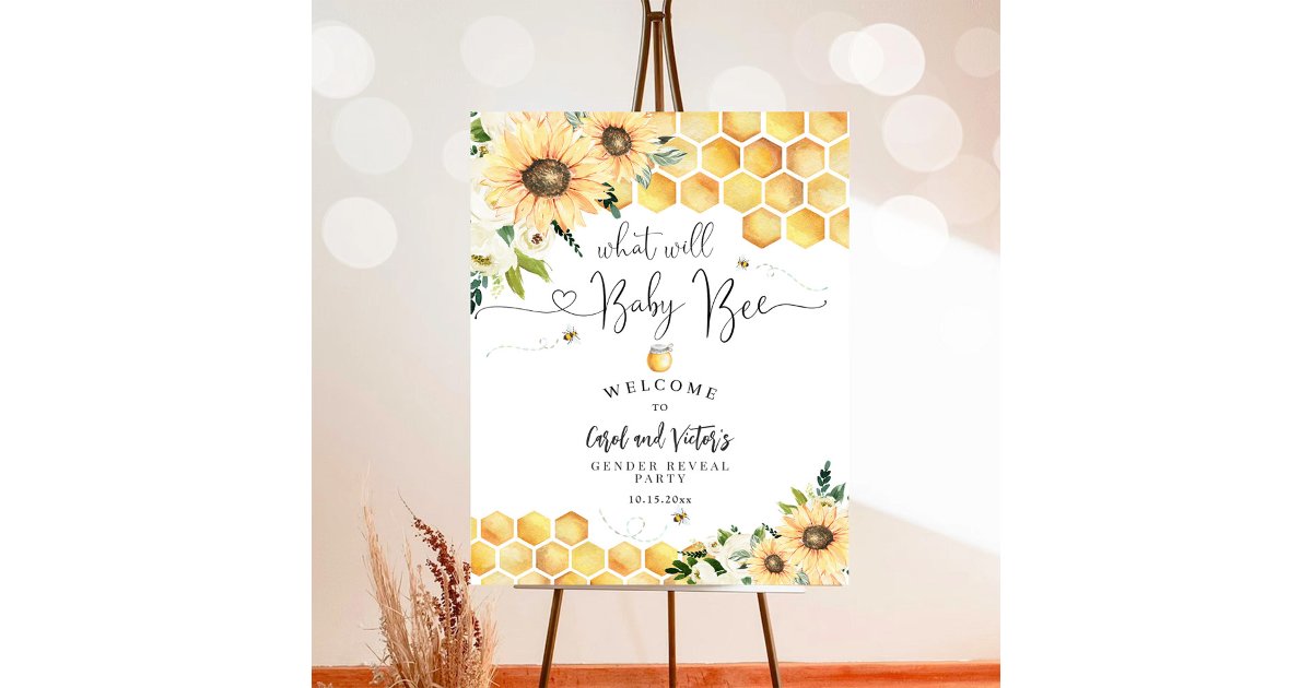 Honey Bee What Will Baby Bee Welcome Sign | Zazzle