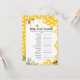 Honey Bee word scramble baby shower game Card | Zazzle