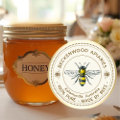 Honey Bee Yellow Beekeeper Apiary Gold Border Classic Round Sticker ...