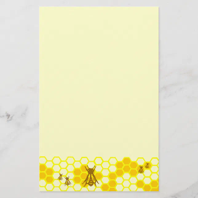 Honey Bee Yellow Honeycomb Stationery | Zazzle