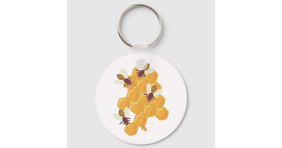 Honey Bees and Honeycomb Design Keychain | Zazzle
